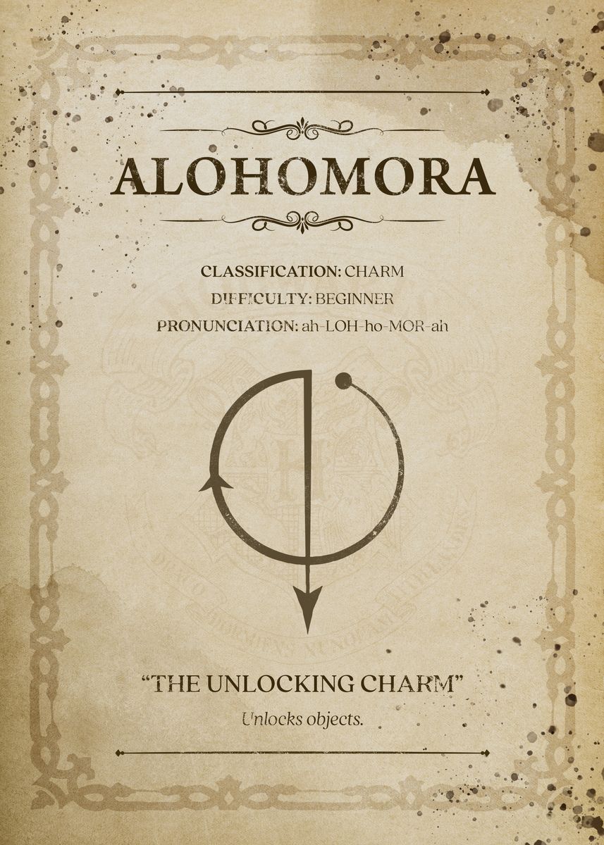 'Alohomora' Poster, picture, metal print, paint by Wizarding World | Displate