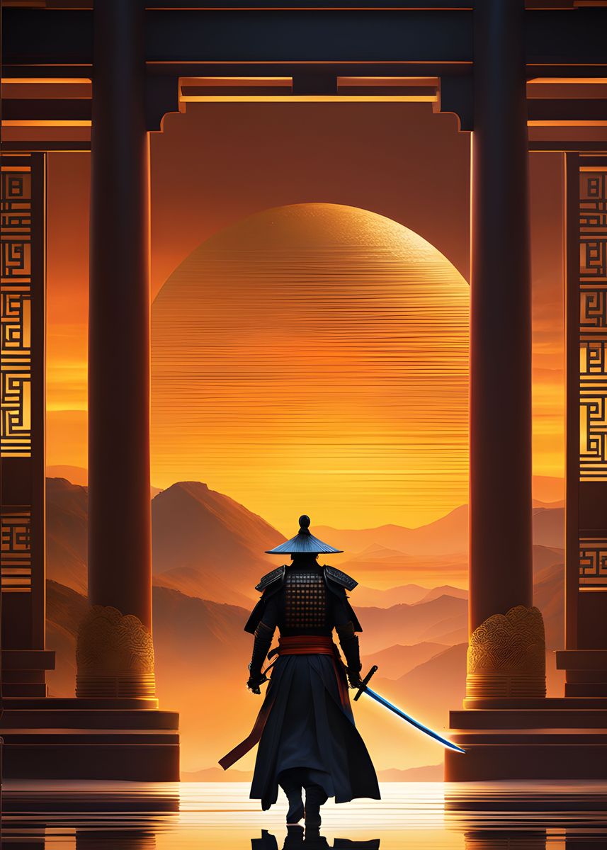 'Samurai' Poster, picture, metal print, paint by Kimiko Studio | Displate