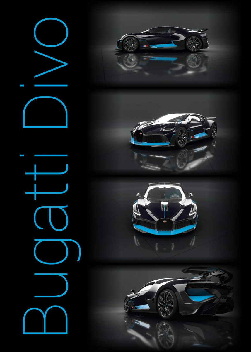 'Bugatti Divo' Poster, picture, metal print, paint by One Line Artist ...