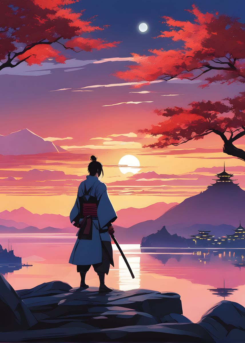 'Samurai' Poster, picture, metal print, paint by Kimiko Studio | Displate