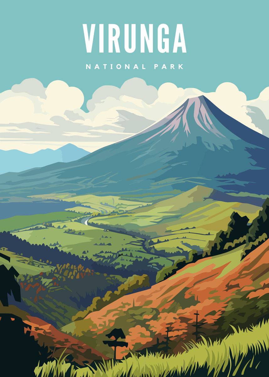 'Virunga National Park' Poster, picture, metal print, paint by Mark Vincent Verallo | Displate