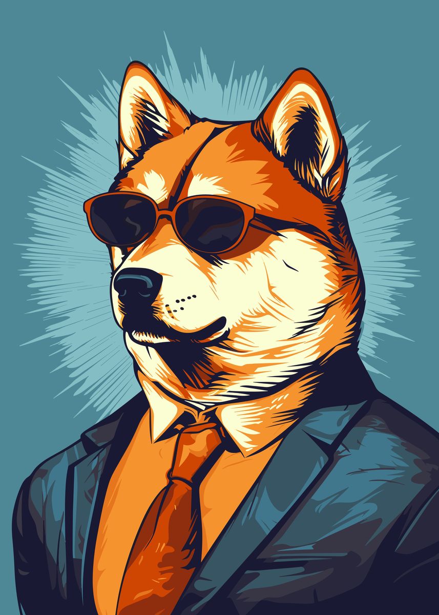 'Dope Shiba Inu Dog' Poster, picture, metal print, paint by Mesh | Displate