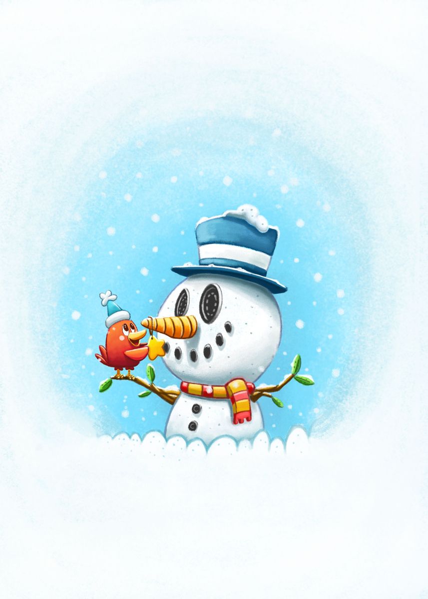 'Christmas Snowman' Poster, picture, metal print, paint by Fito Grafito ...