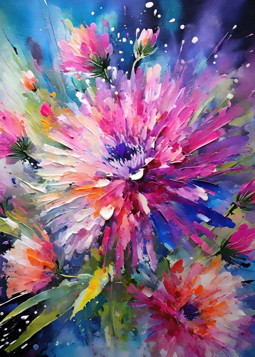 'Exploding Photon Flowers' Poster, picture, metal print, paint by Florian Neumann | Displate