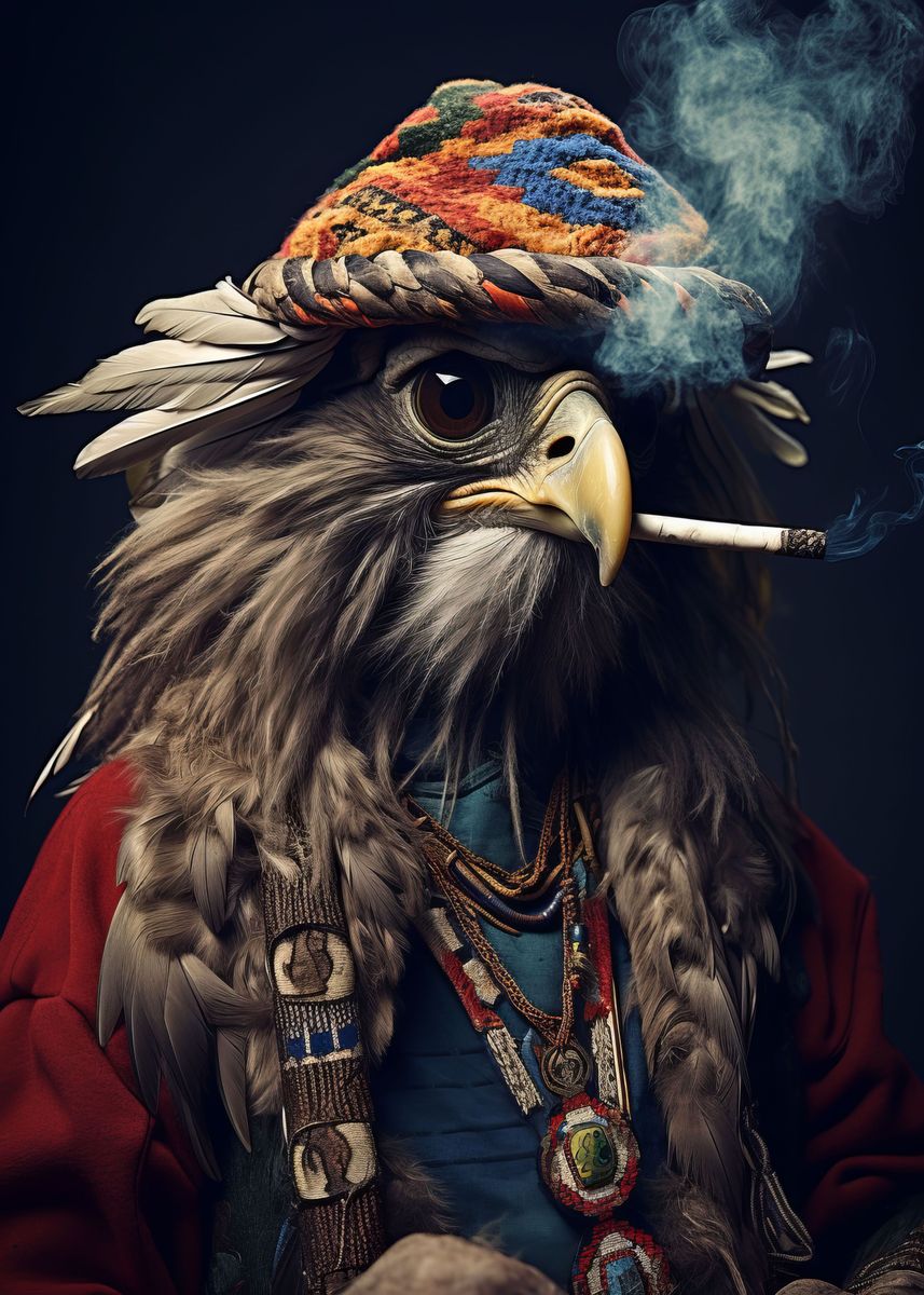 'Hippie Eagle Smoking' Poster, picture, metal print, paint by Frank ...