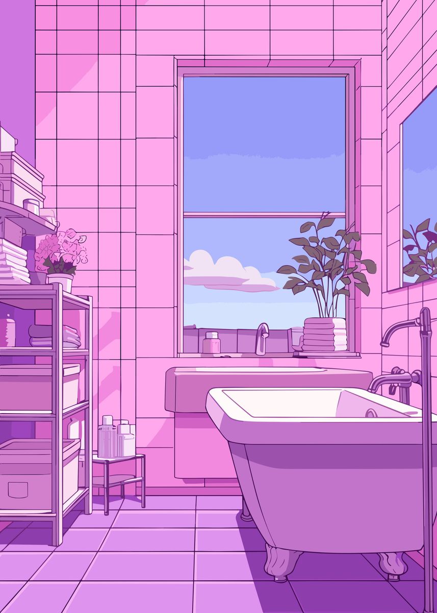 'Lofi Pink Retro' Poster, picture, metal print, paint by Ray Mason ...