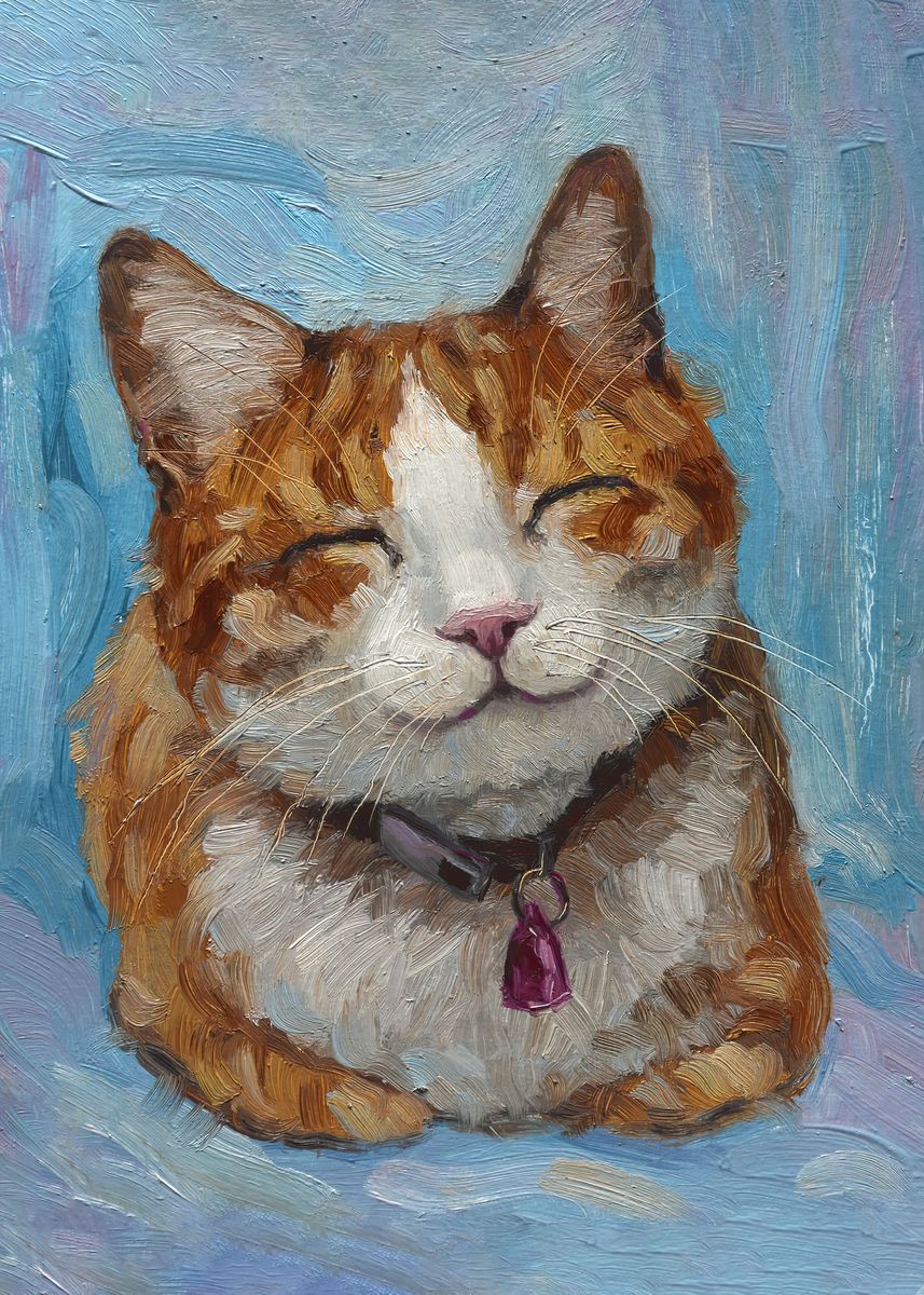 'Smiling Cat Meme blue' Poster, picture, metal print, paint by gani ...