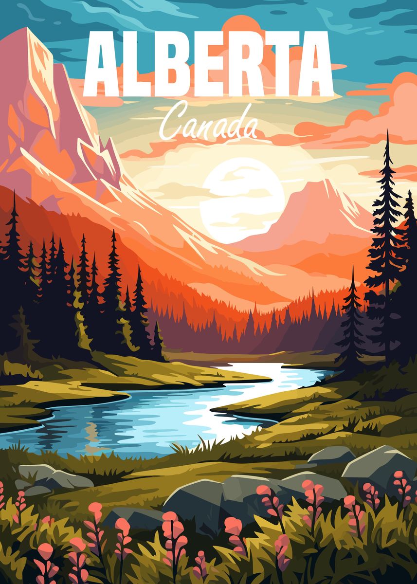 'Alberta Canada Travel' Poster, picture, metal print, paint by Mesh ...