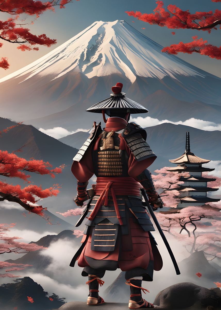 'Samurai' Poster, picture, metal print, paint by Kimiko Studio | Displate