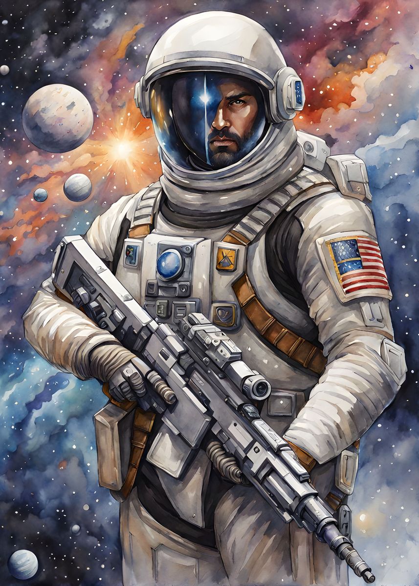 'Astronaut Soldier' Poster, picture, metal print, paint by Gun Jap ...