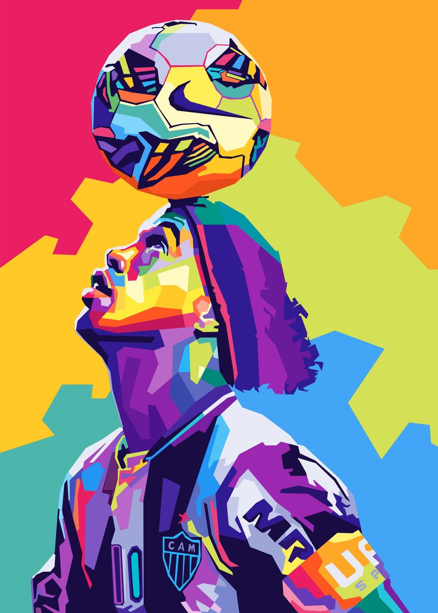 'Ronaldinho Wpap Pop Art' Poster, picture, metal print, paint by Andrew ...