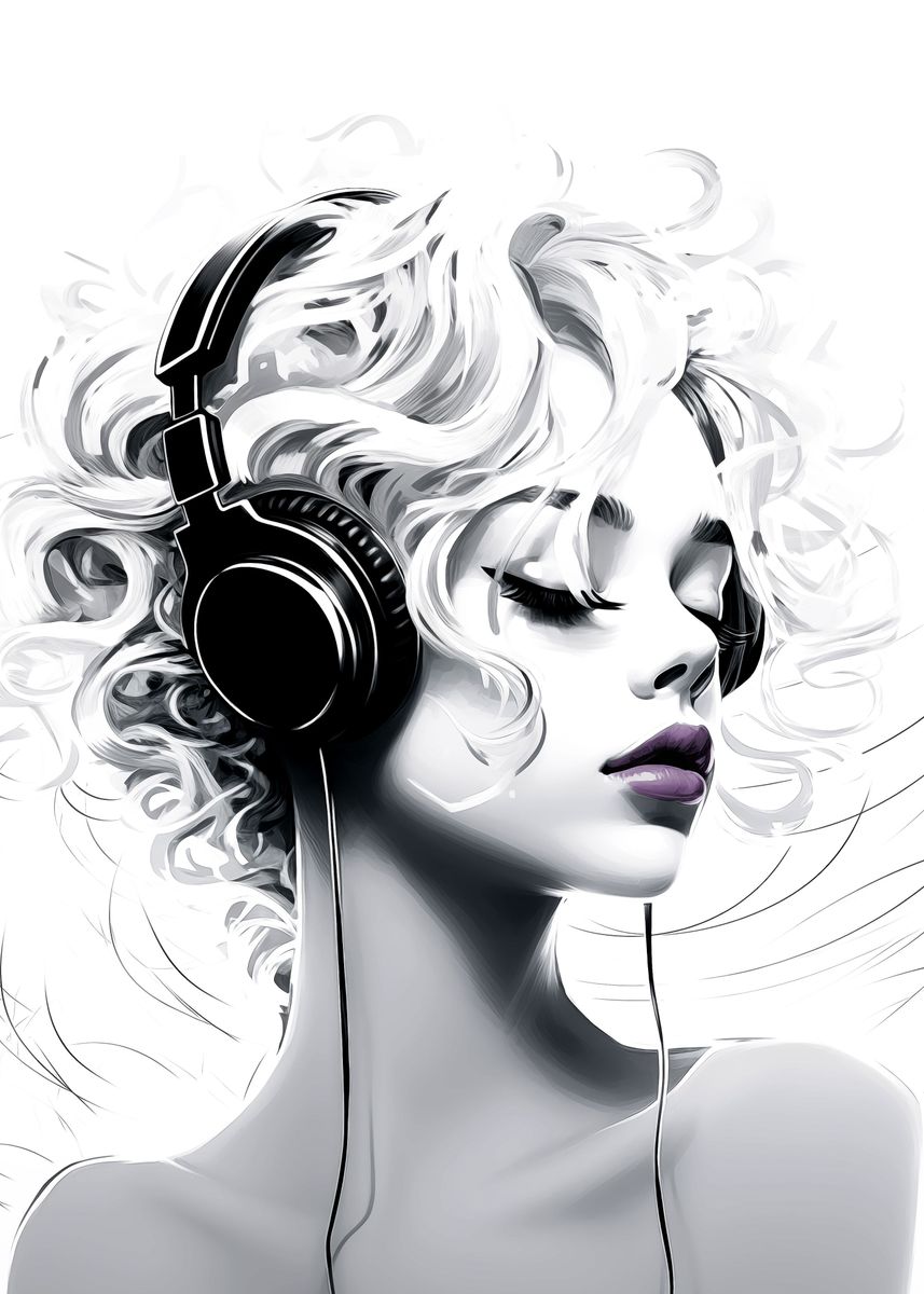 'Music Girl' Poster, picture, metal print, paint by NDVision | Displate