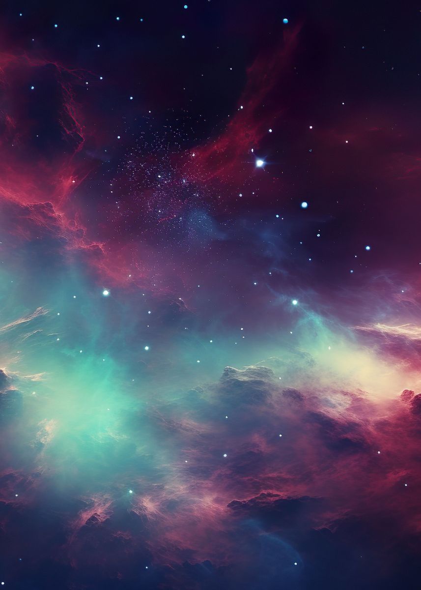 'Space Collage Colorful Sky' Poster, picture, metal print, paint by ...