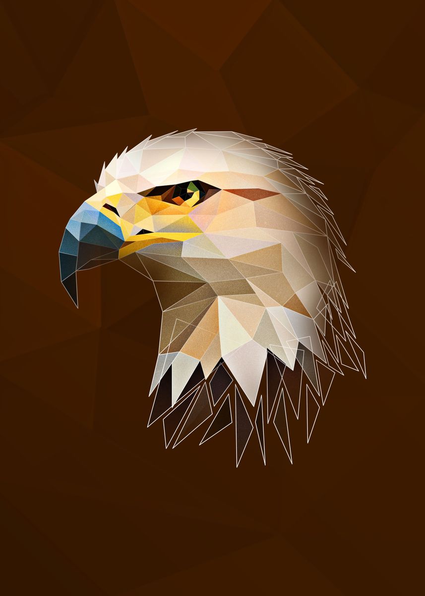 'Low Poly Eagle' Poster, picture, metal print, paint by Yaklez | Displate
