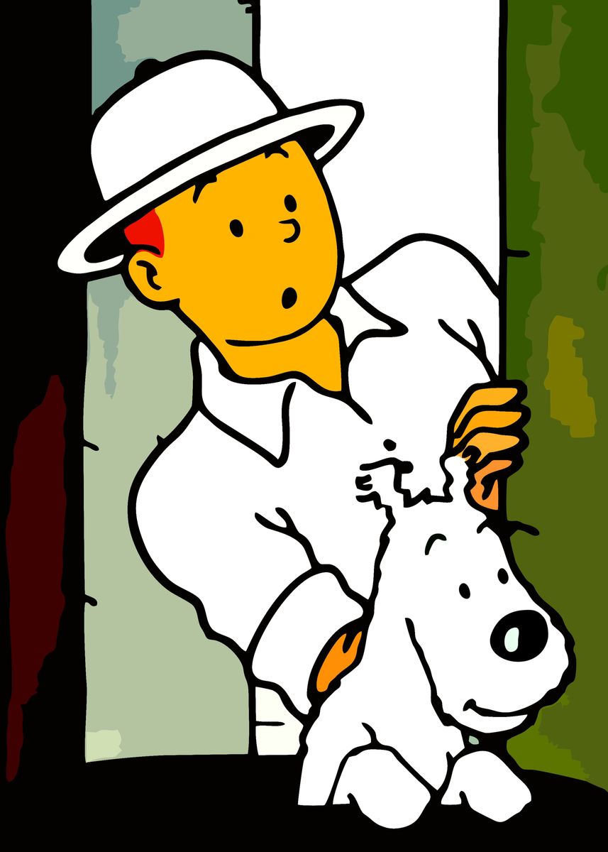 'tintin and dog' Poster, picture, metal print, paint by Cartoon Mania ...