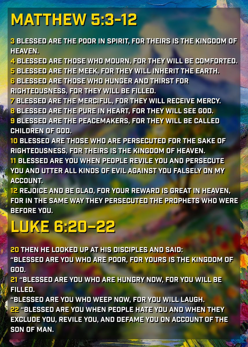 'The Beatitudes vs1' Poster, picture, metal print, paint by Sycaid ...