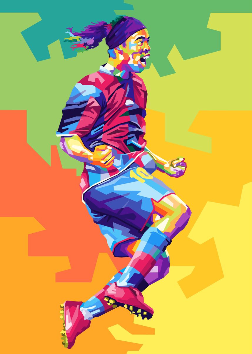 'Ronaldinho Wpap Art' Poster, picture, metal print, paint by Andrew ...
