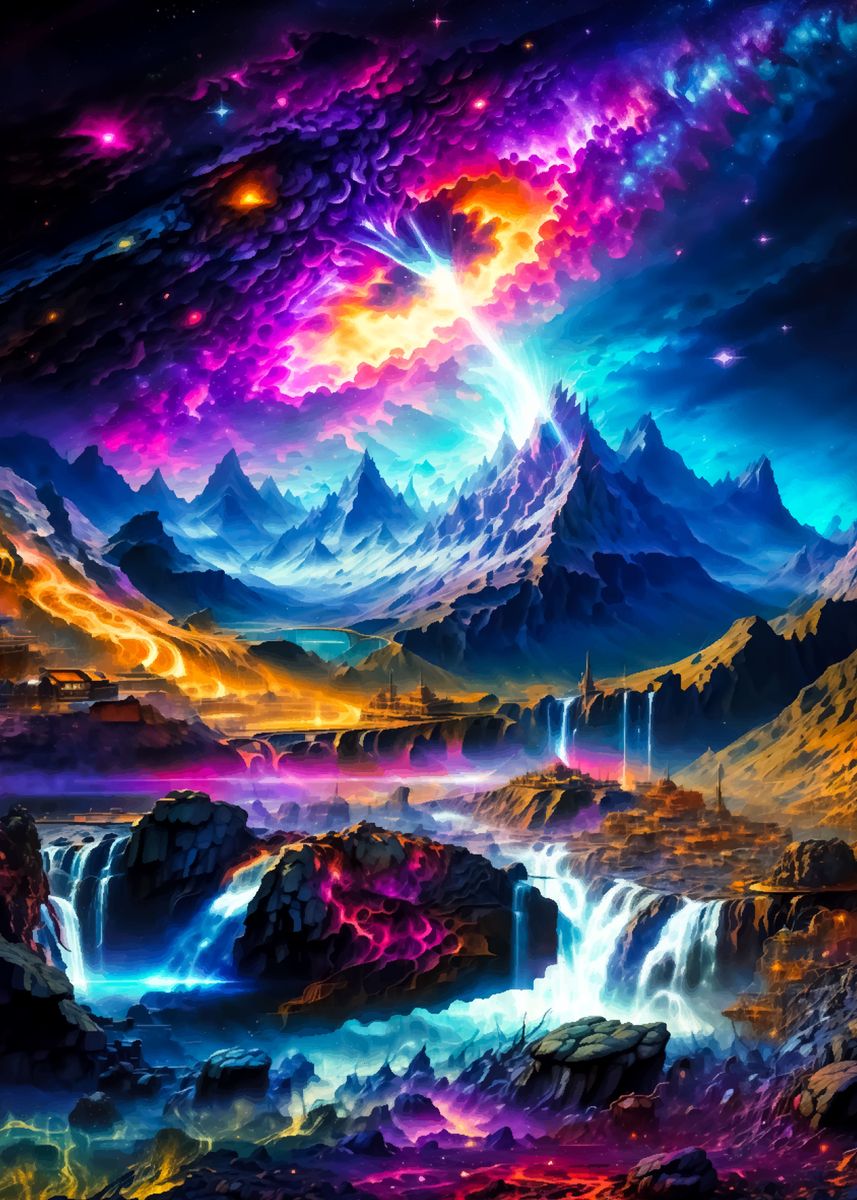 'Sky Laser' Poster, picture, metal print, paint by James Garcia | Displate