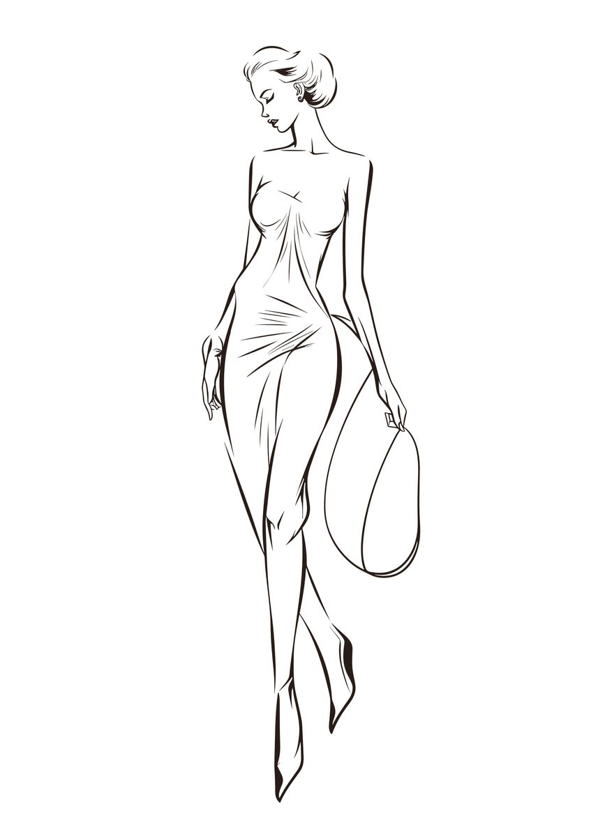 'Elegant Woman Line Drawing' Poster, picture, metal print, paint by ...