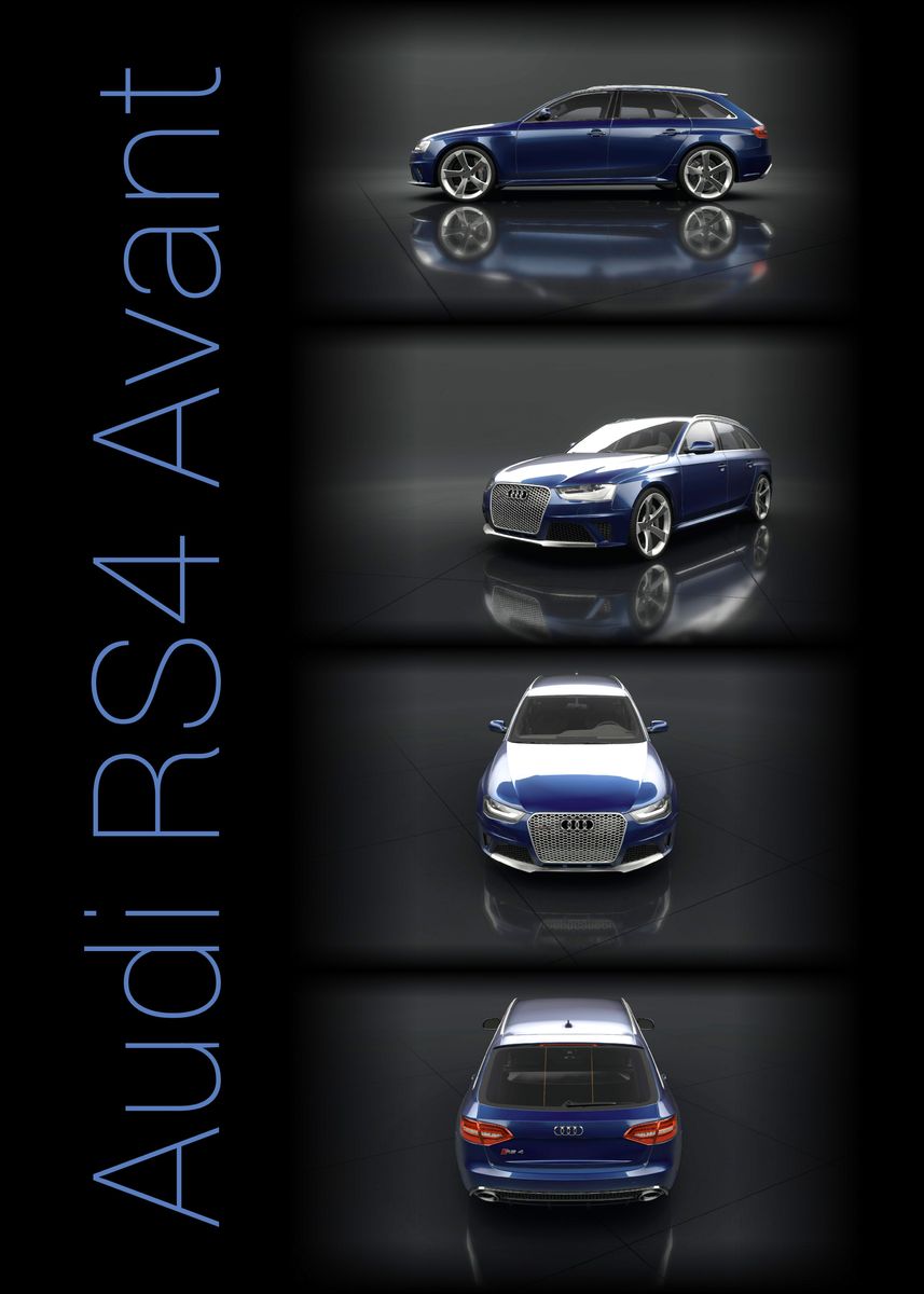 'Audi RS4 Avant' Poster, picture, metal print, paint by One Line Artist ...