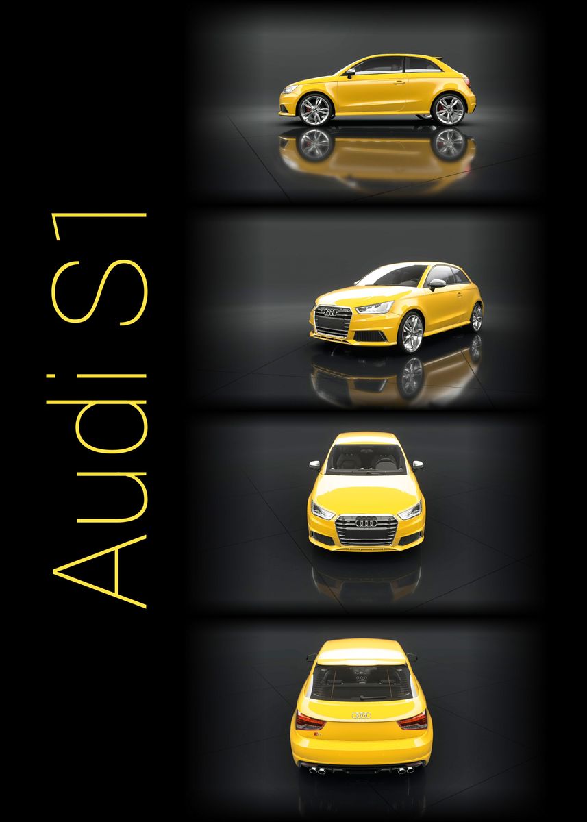 'Audi S1' Poster, picture, metal print, paint by One Line Artist | Displate