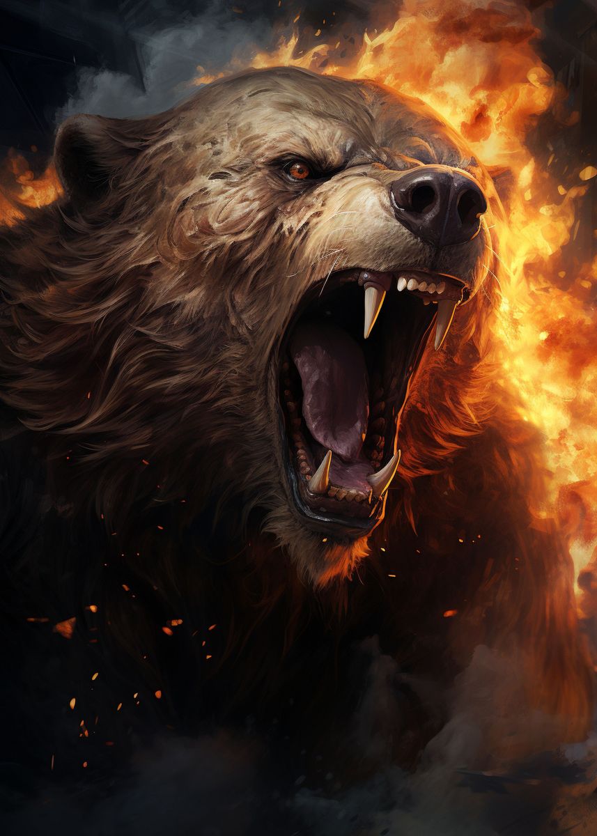 'Hellish Bear' Poster, picture, metal print, paint by Senja Kolesnyk ...