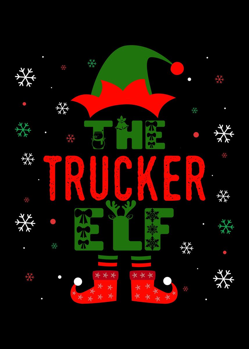 'Funny Christmas Elf Squad' Poster, picture, metal print, paint by Visualz | Displate