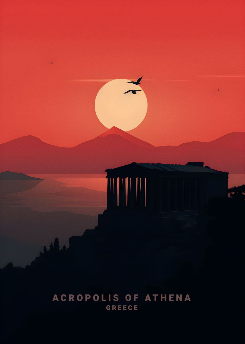 'Sunset Acropolis Of Athena' Poster, picture, metal print, paint by ...