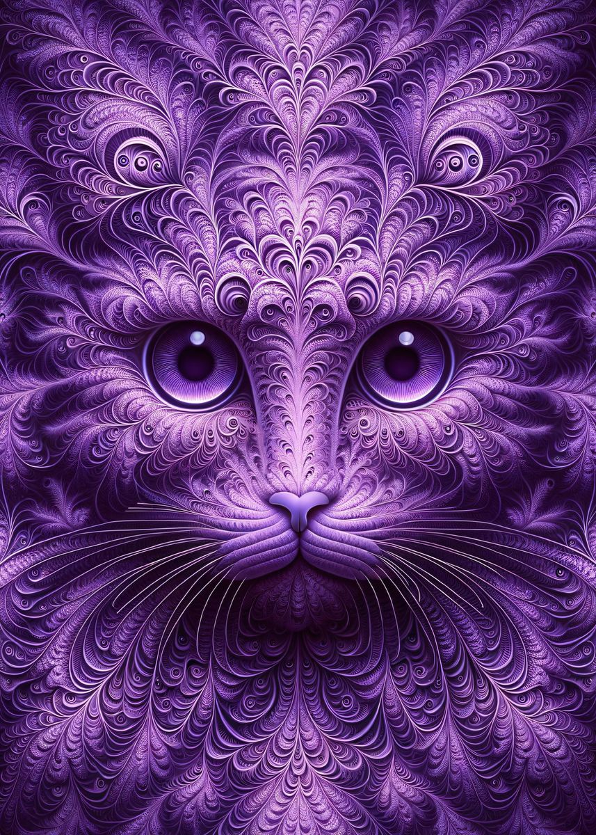 'Fractal Cat' Poster, picture, metal print, paint by Astro Blaster | Displate