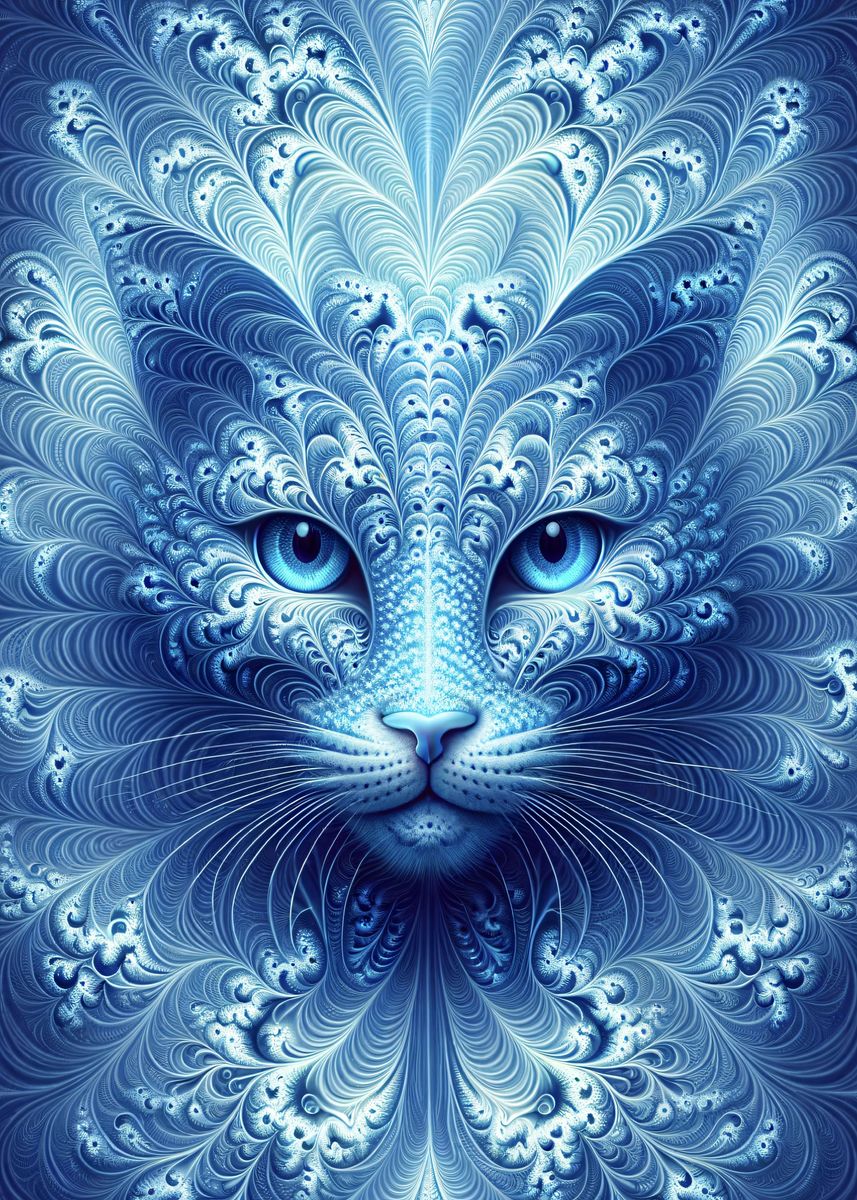 'Fractal Cat' Poster, picture, metal print, paint by Astro Blaster | Displate