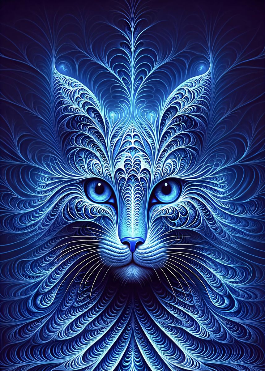 'Fractal Cat' Poster, picture, metal print, paint by Astro Blaster | Displate