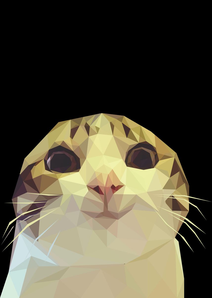 'happy smiling cat meme' Poster, picture, metal print, paint by Lowpoly ...