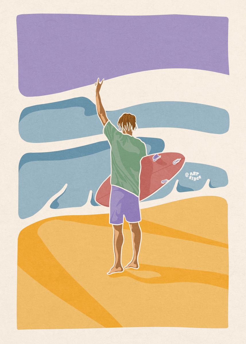 'Surf guy wave ocean' Poster, picture, metal print, paint by Franck ...