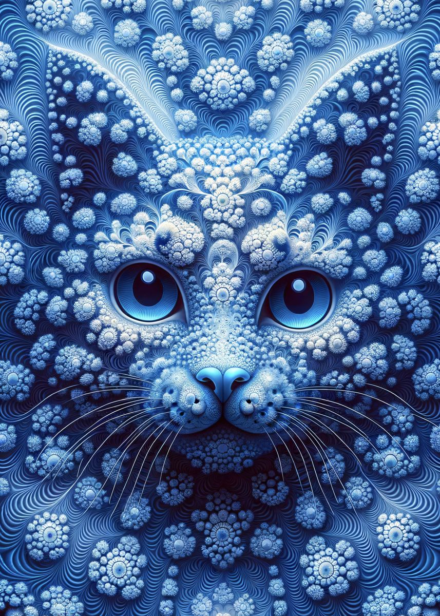 'Fractal Cats' Poster, picture, metal print, paint by Astro Blaster | Displate