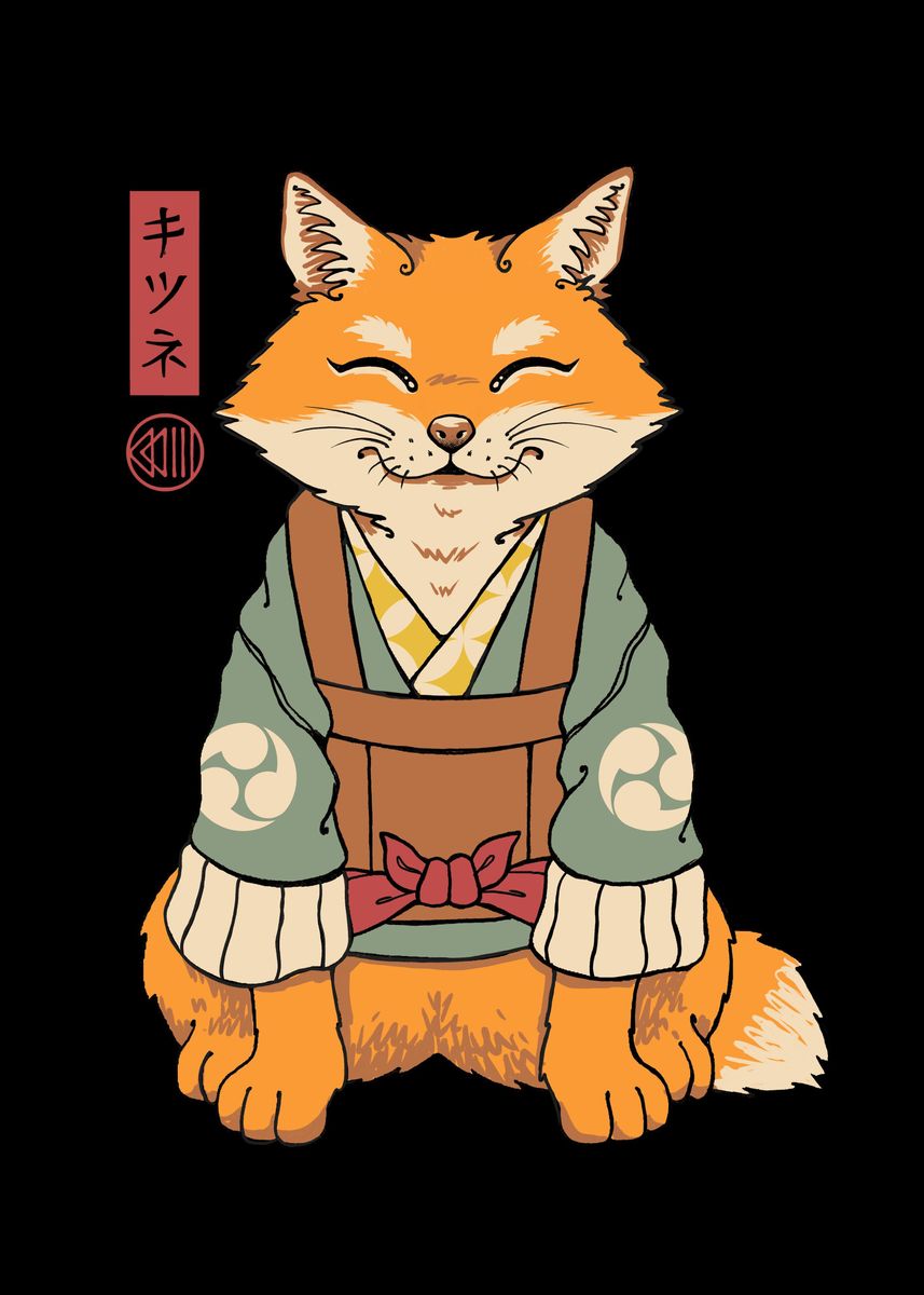 'Kitsune' Poster, picture, metal print, paint by vp trinidad | Displate
