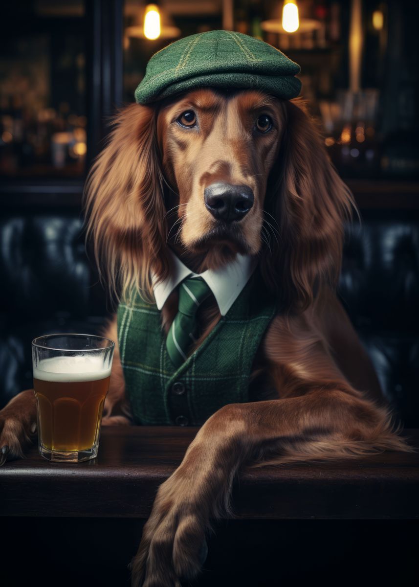 'Irish Setter at the Pub' Poster, picture, metal print, paint by Craig ...