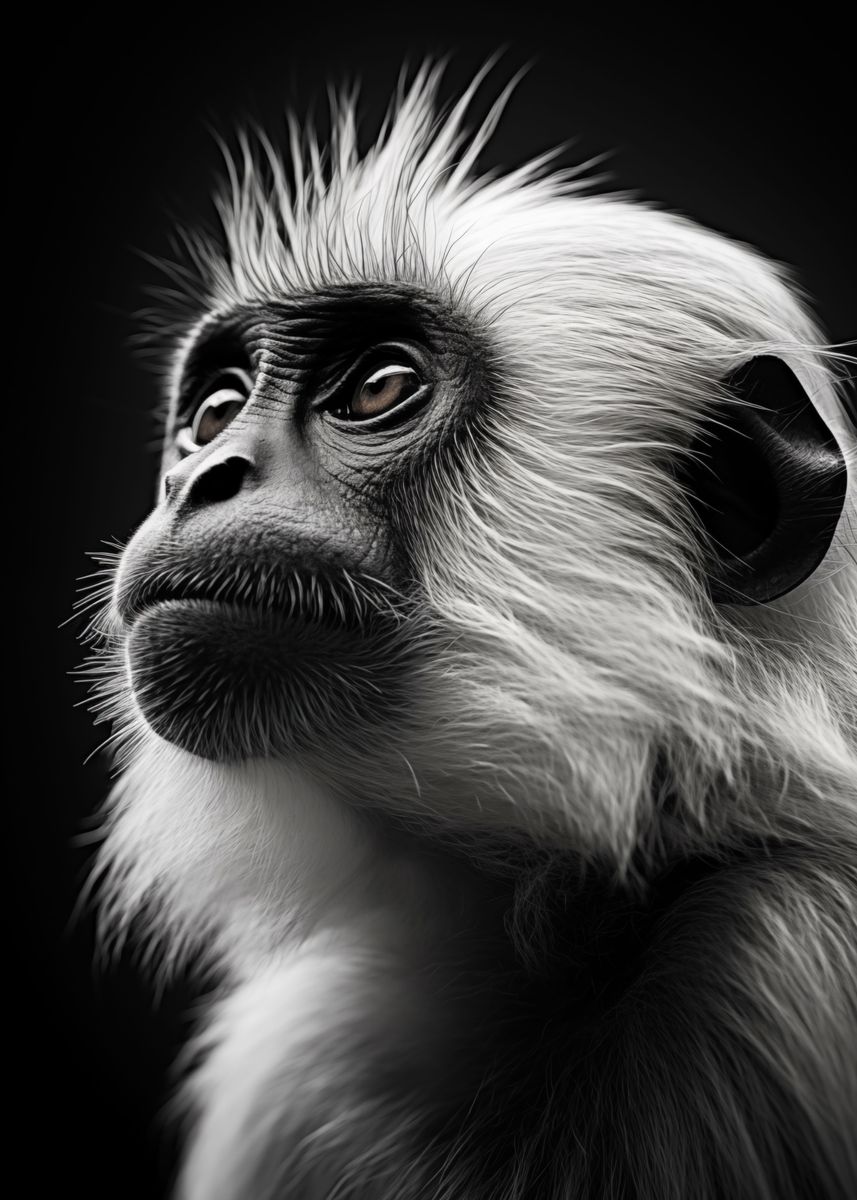 'White Furred Monkey' Poster, picture, metal print, paint by JON HUGHES ...