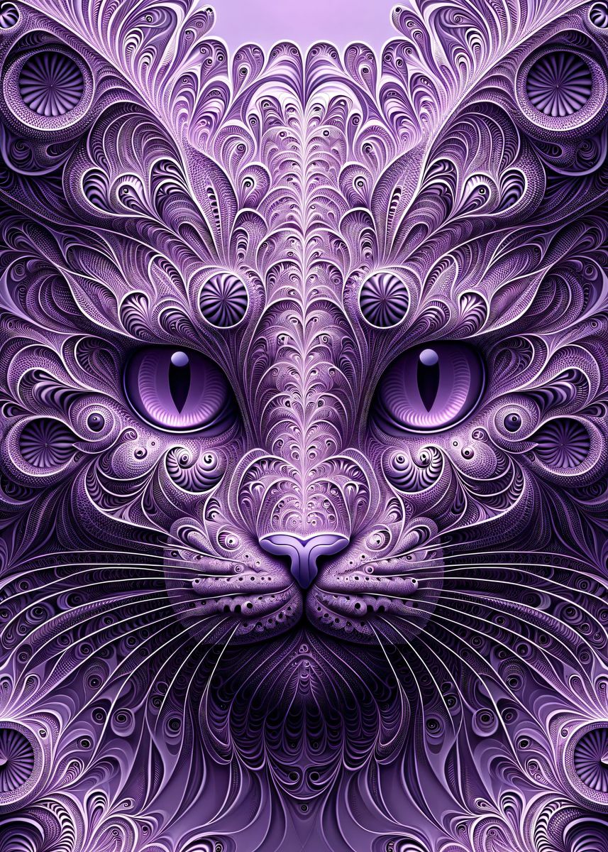 'Fractal Cat' Poster, picture, metal print, paint by Astro Blaster ...