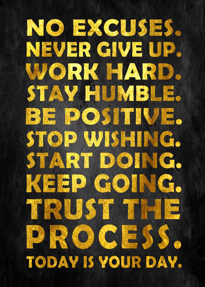 'Trust The Process Motivate' Poster, picture, metal print, paint by ...