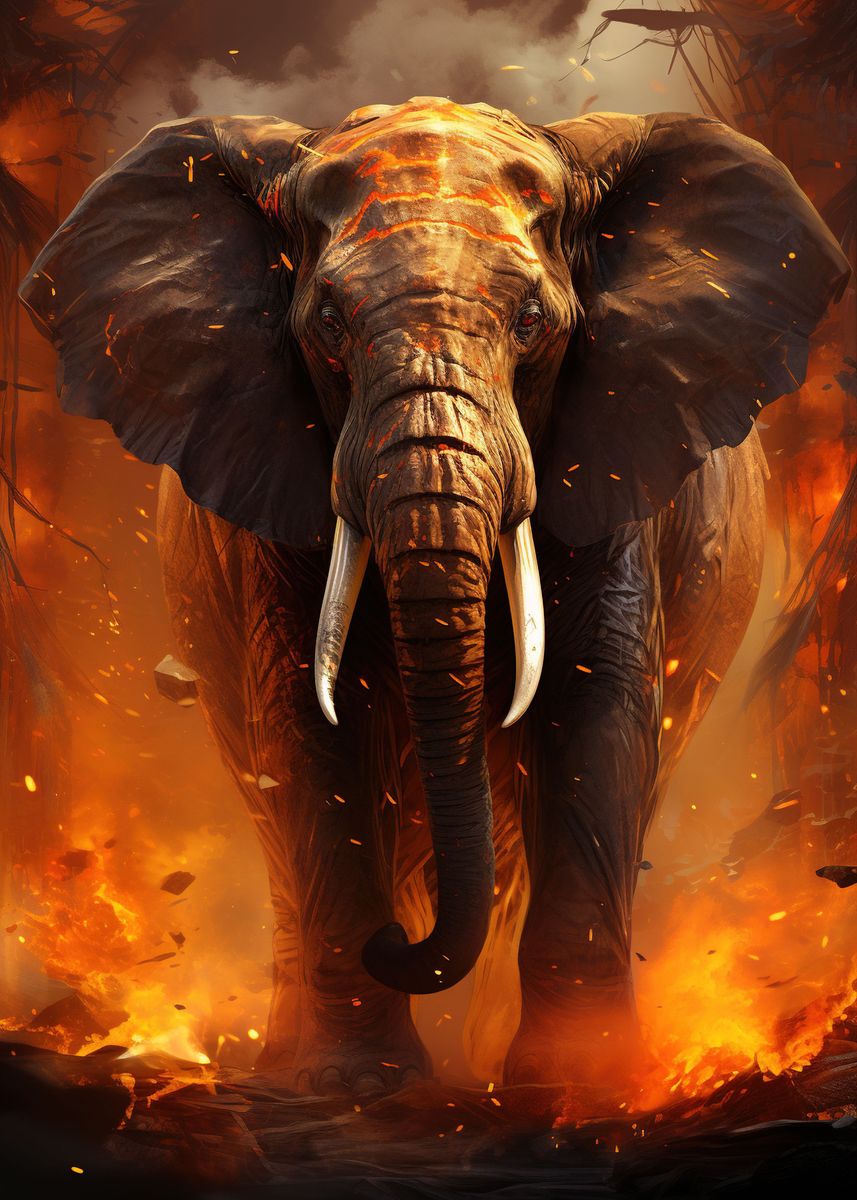 'Elephant From Hell' Poster, picture, metal print, paint by Senja ...