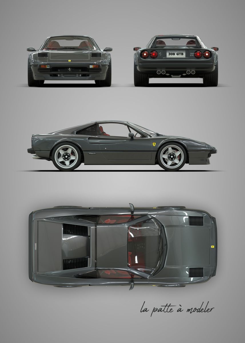 'Ferrari 308 GTS' Poster, picture, metal print, paint by ...