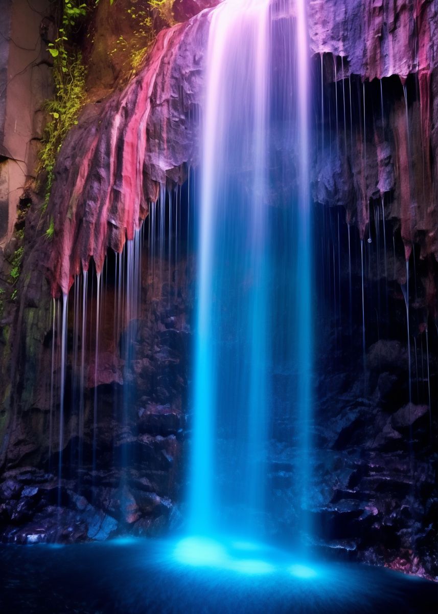 'Beautiful Waterfall ' Poster, picture, metal print, paint by ...