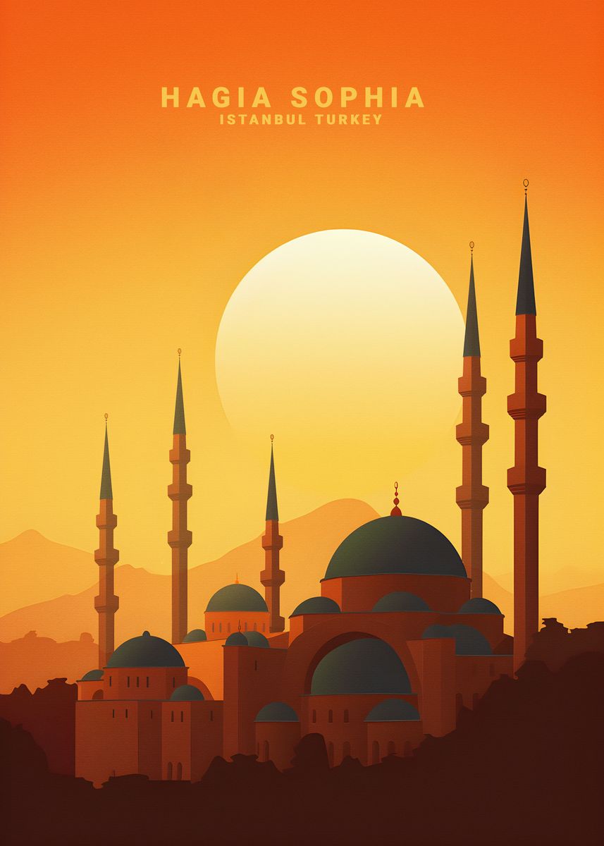'Sunset Hagia Sophia' Poster, picture, metal print, paint by Dream ...