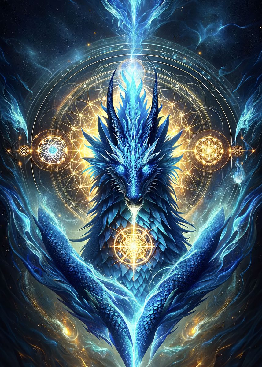 'Dragon Sacred Geometry' Poster, picture, metal print, paint by Astro ...