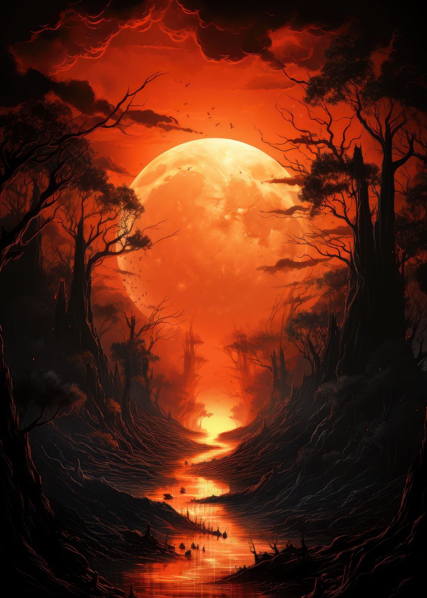 'Blood Moon' Poster, picture, metal print, paint by royalsigns | Displate
