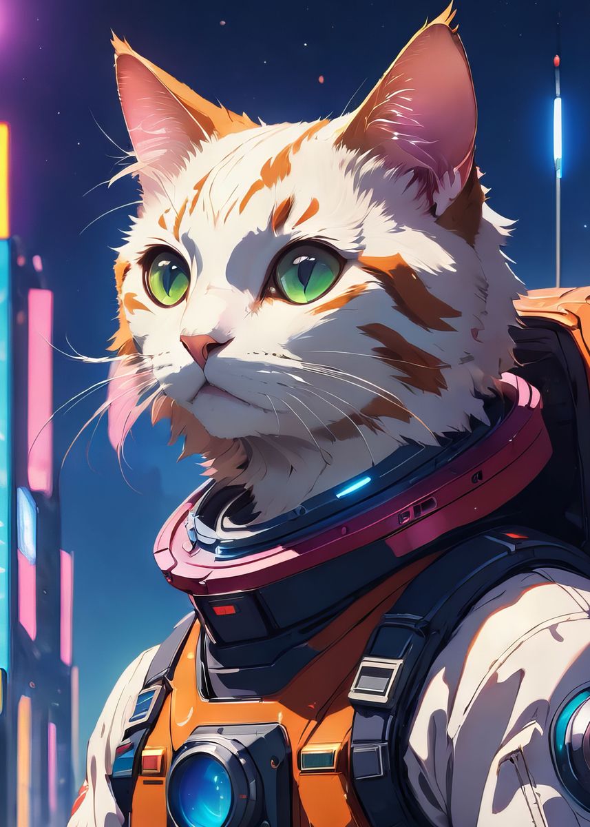 'cat astronaut anl 001' Poster, picture, metal print, paint by fujiwara ...