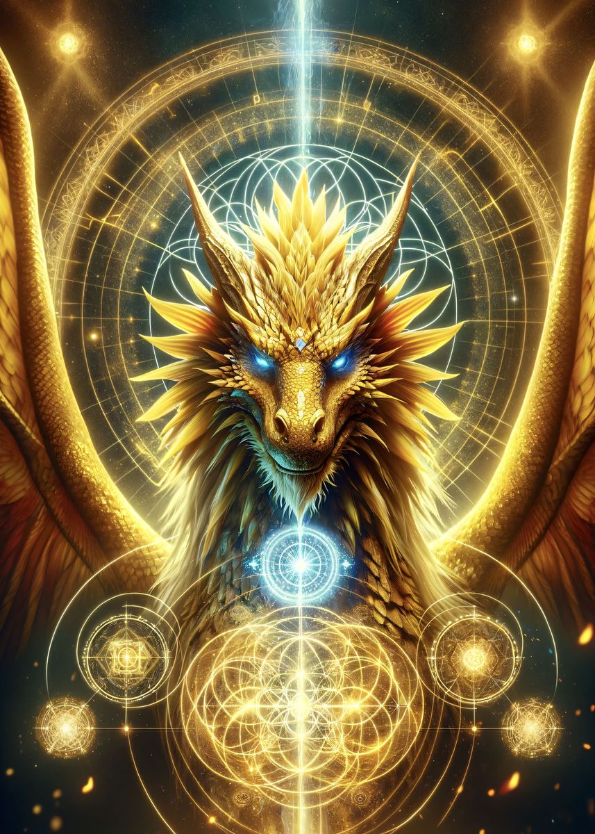 'Dragon Sacred Geometry' Poster, picture, metal print, paint by Astro ...
