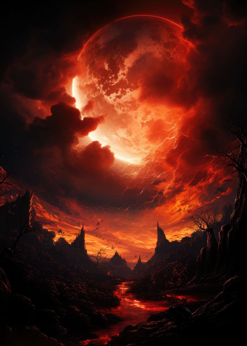 'Blood Moon' Poster, picture, metal print, paint by royalsigns | Displate