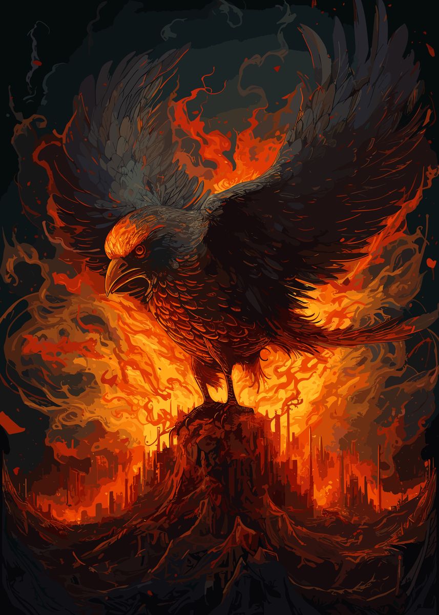 'Phoenix of Fire' Poster, picture, metal print, paint by Nasmed | Displate