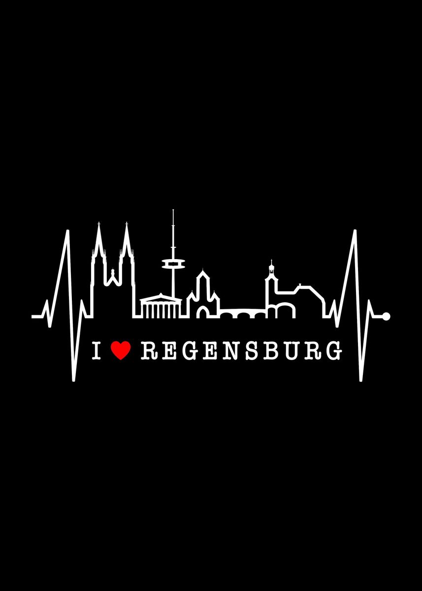 'Regensburg Skyline Puls' Poster, picture, metal print, paint by ...